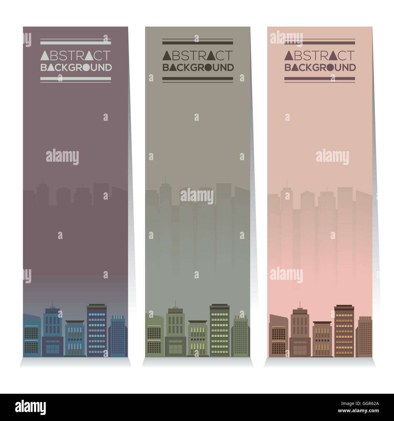 Modern Design Set Of Three Buildings Vertical Banners Vector ...