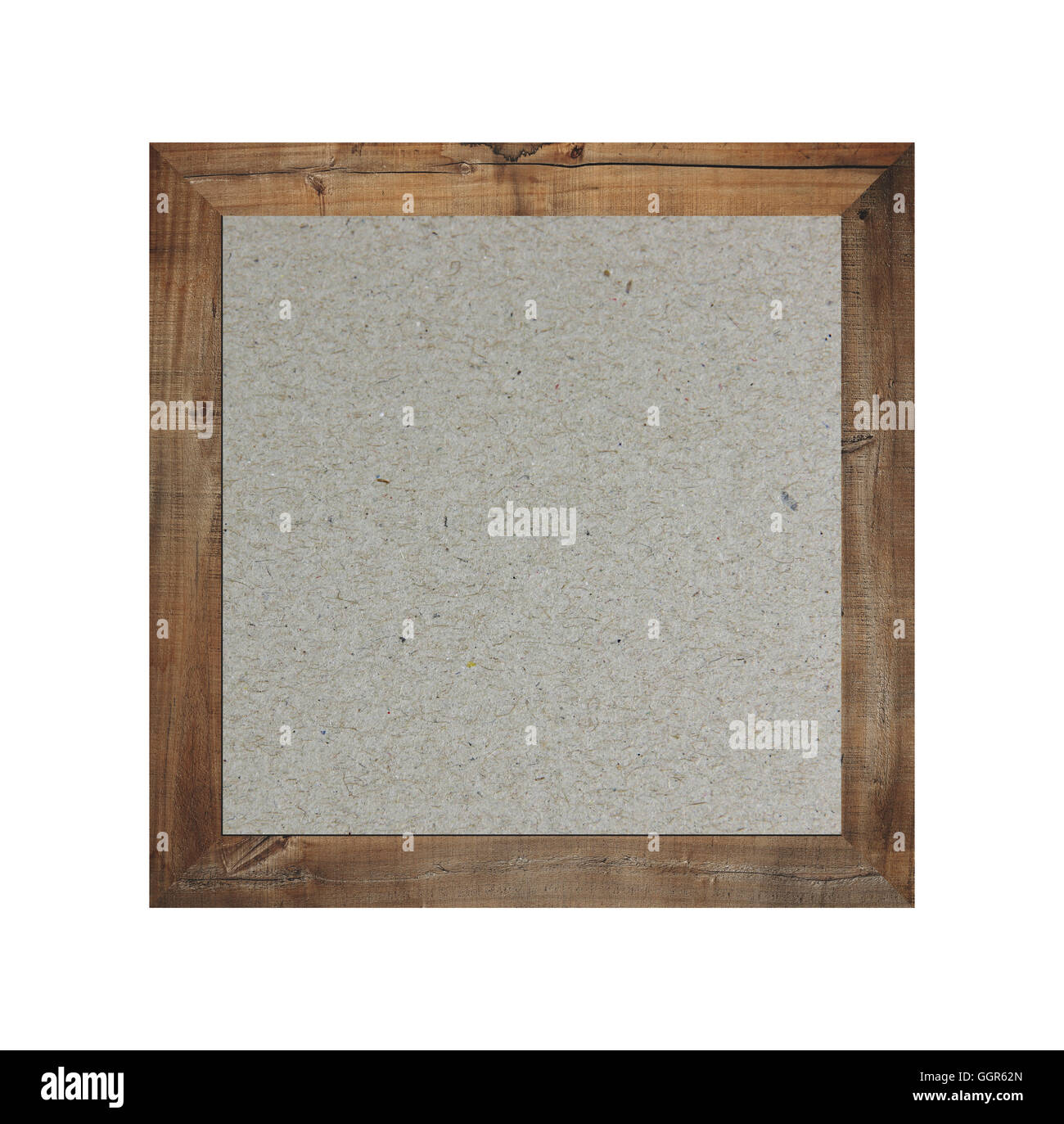 Old wooden frame isolated and have brown paper background on white ...