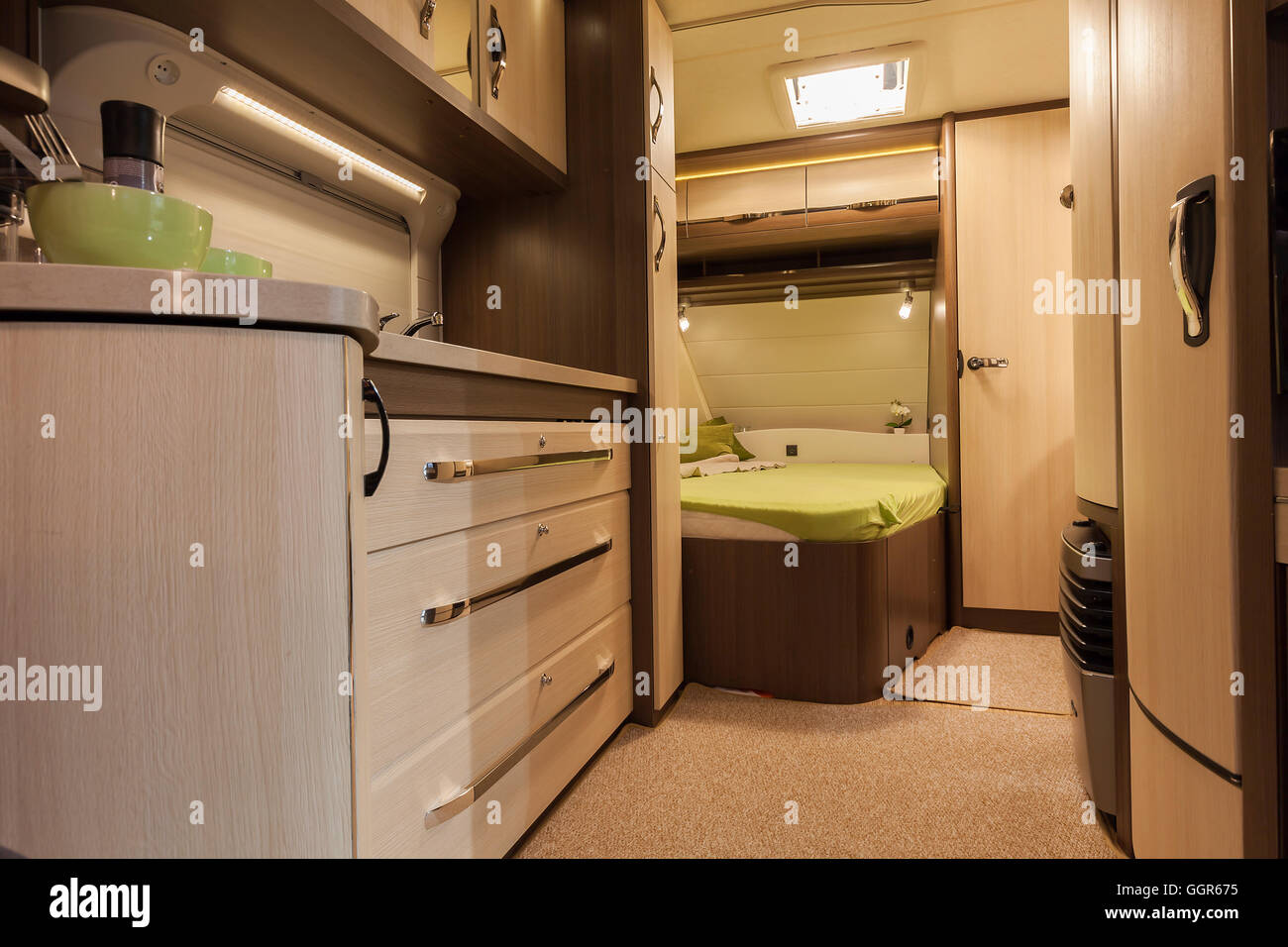 Inside of modern camper Stock Photo - Alamy