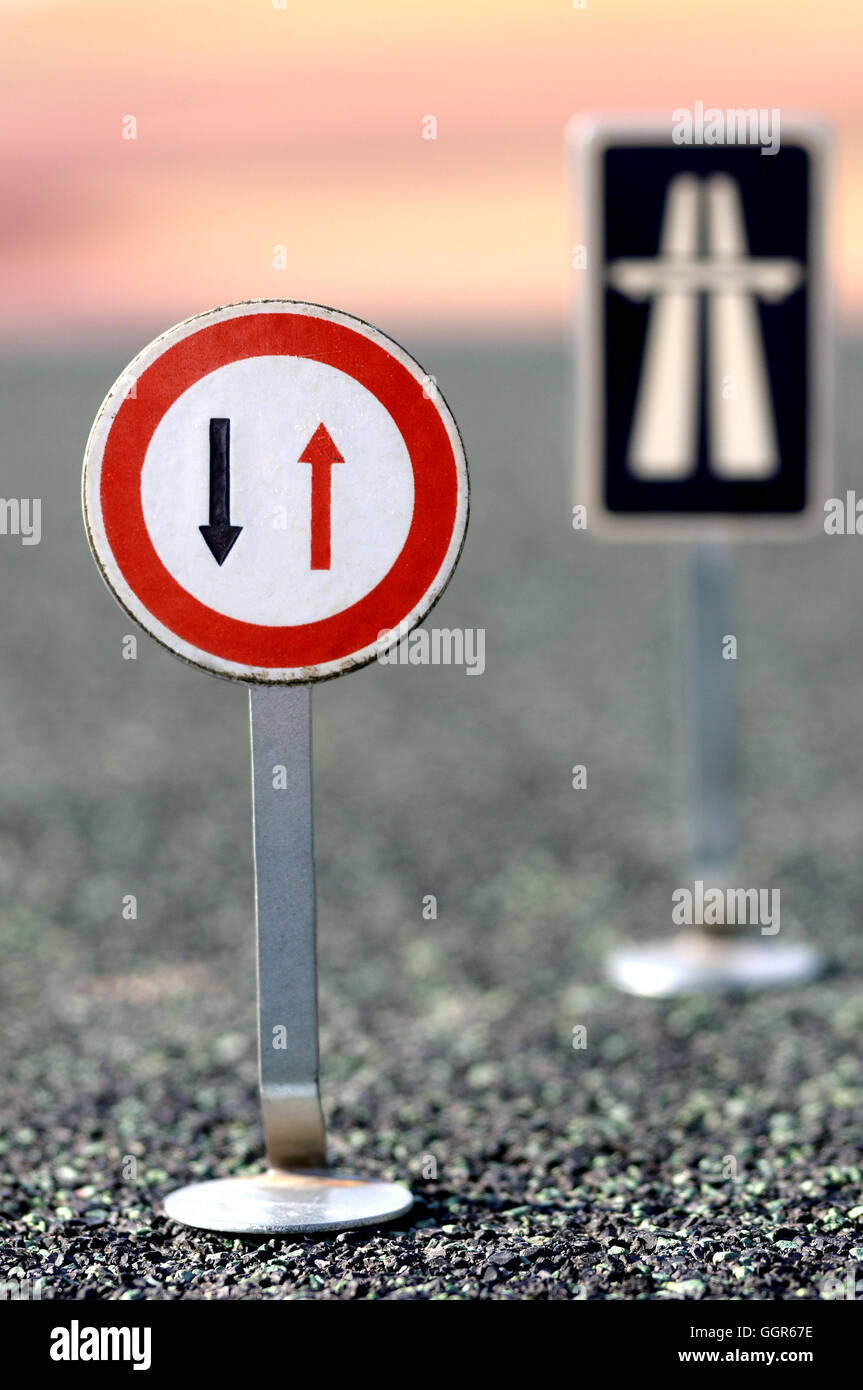 Attention in both directions, double direction traffic sign Stock Photo ...