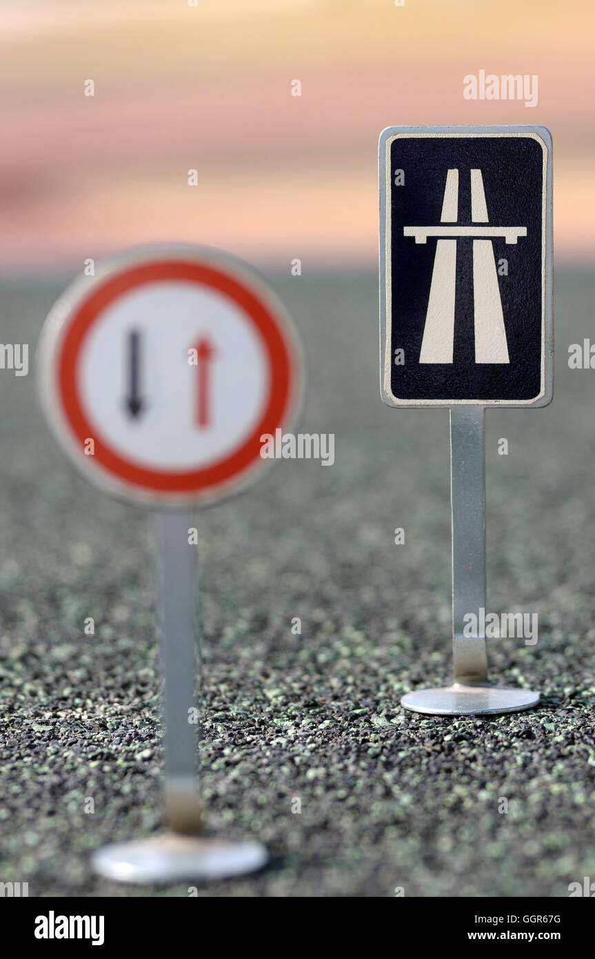 Attention in both directions, double direction traffic sign Stock Photo ...