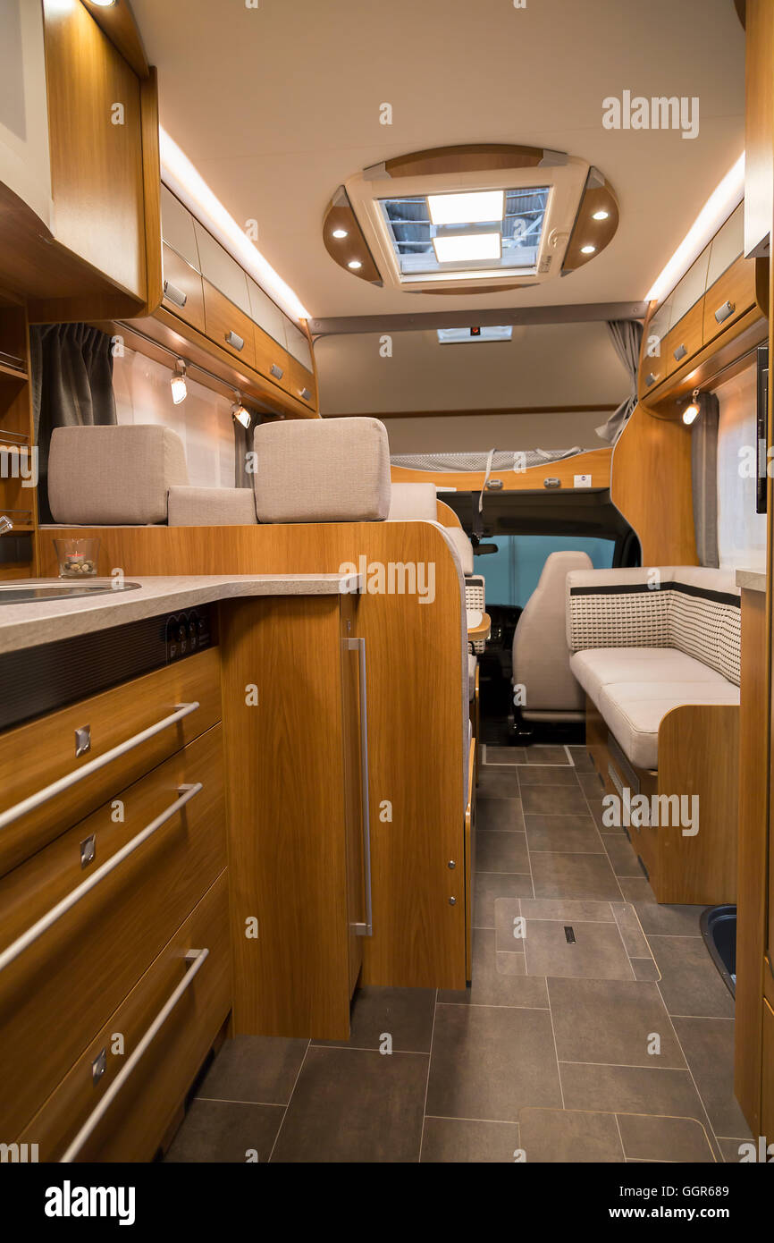 Inside of modern camper Stock Photo - Alamy