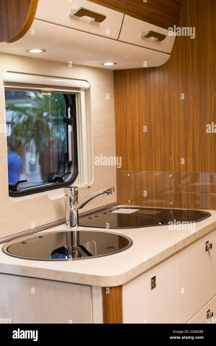 Inside of modern camper Stock Photo - Alamy