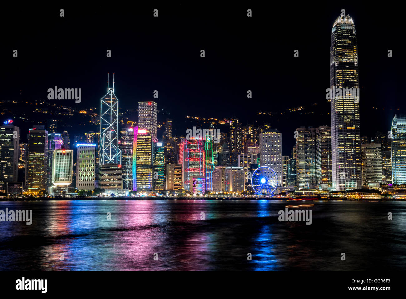 Hong Kong,Hong Kong SAR,China.25th July 2016.Hong Kong skyline lights ...
