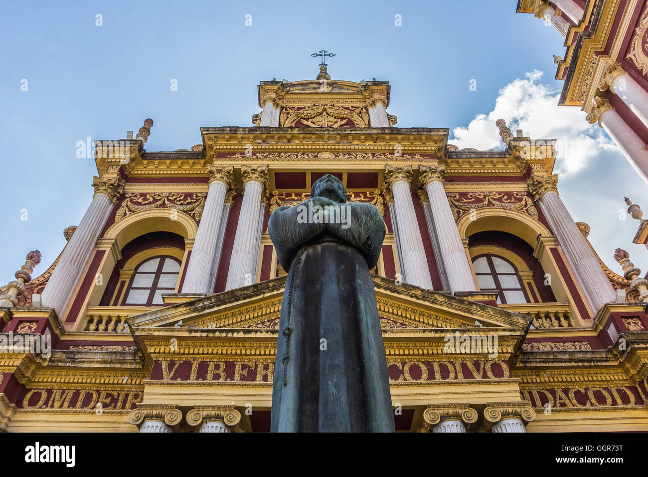 San Francisco Cathedral and statue in colonial Salta, Argentina Stock ...