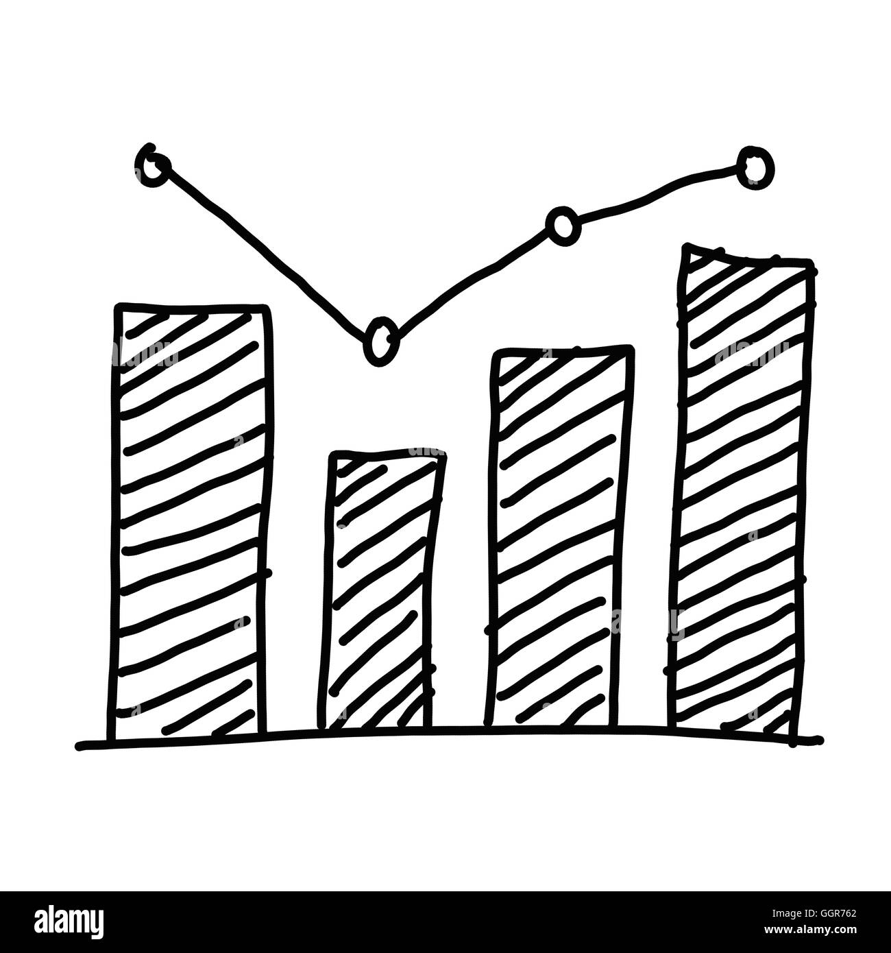 Hand drawn a business bar graph show to concept of data processing on ...