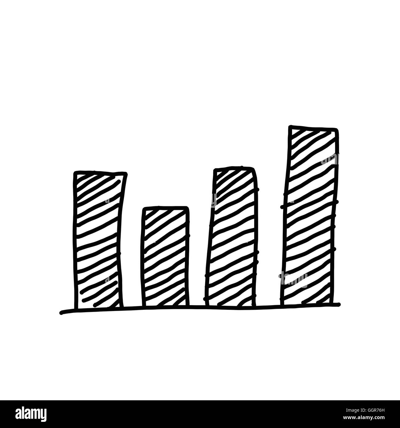 Hand drawn a business bar graph show to concept of data processing on ...