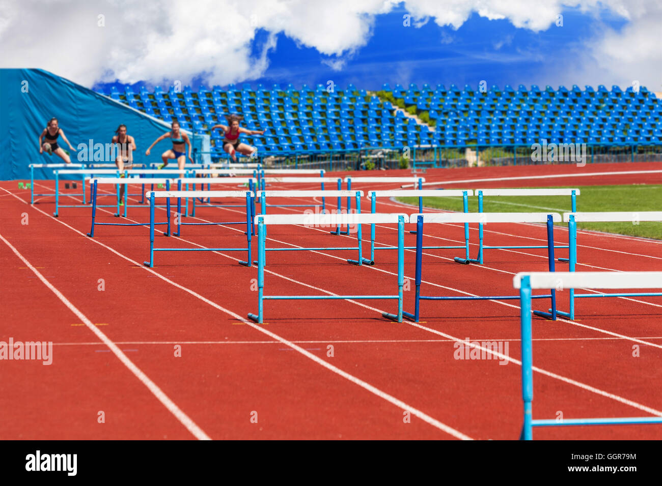 Sprinter getting ready to start the race Stock Photo - Alamy