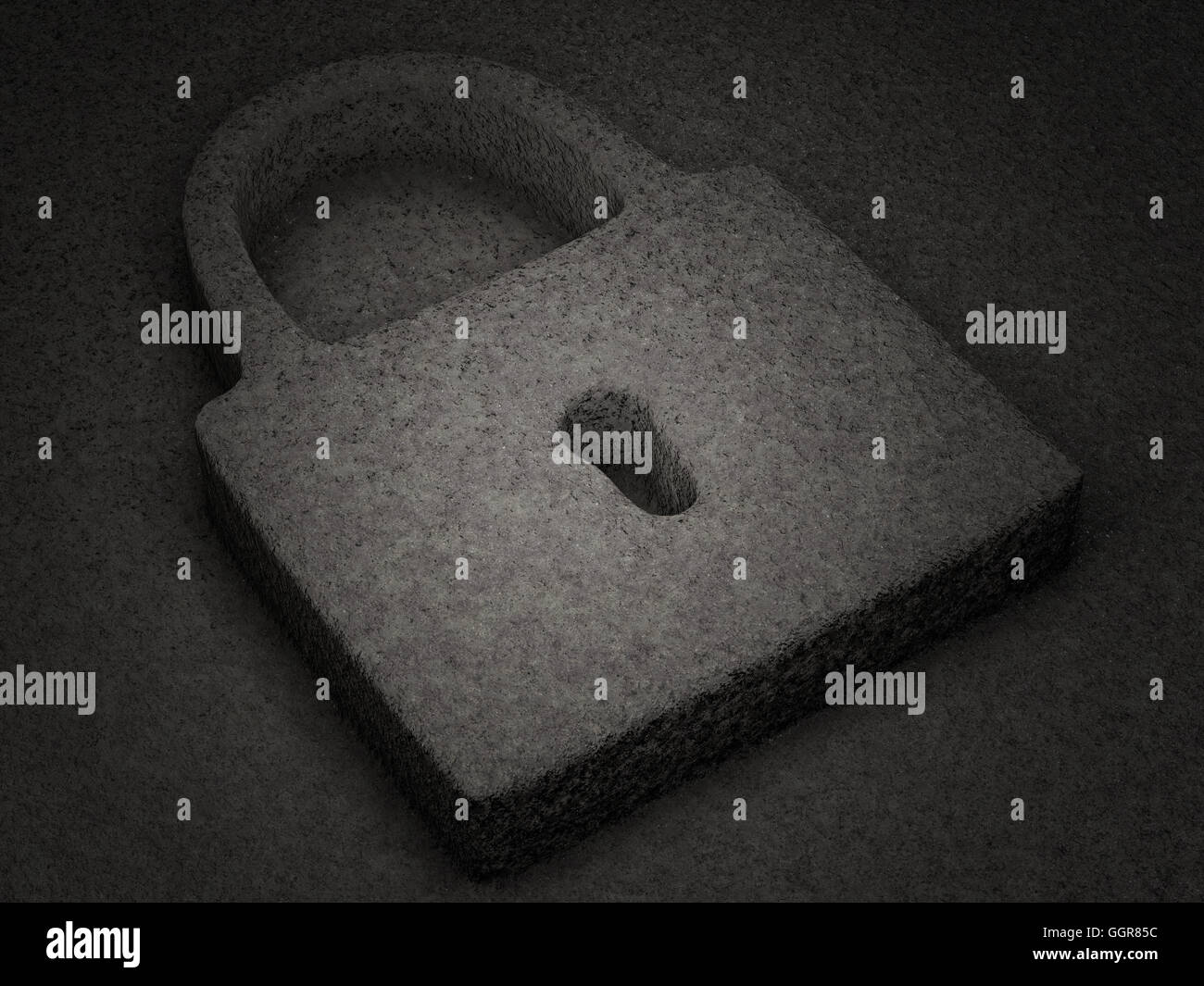 Stone padlock symbol textured background. 3D illustration Stock Photo ...