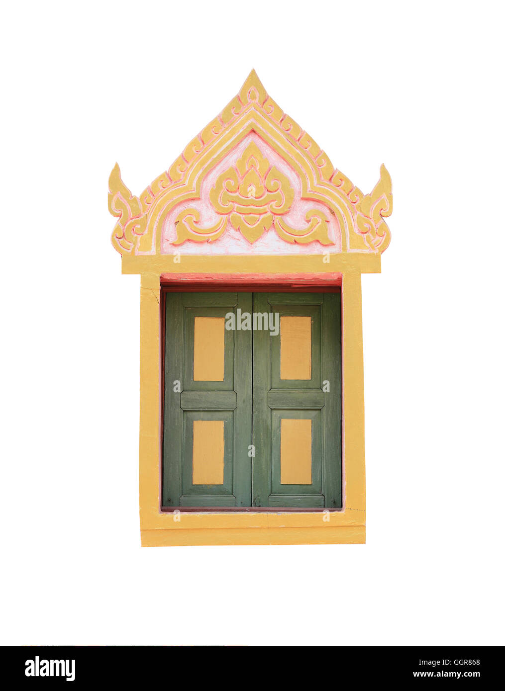 Window of temple traditional Thailand isolated on white background and ...