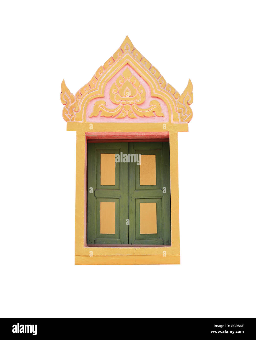Window of temple traditional Thailand isolated on white background and ...