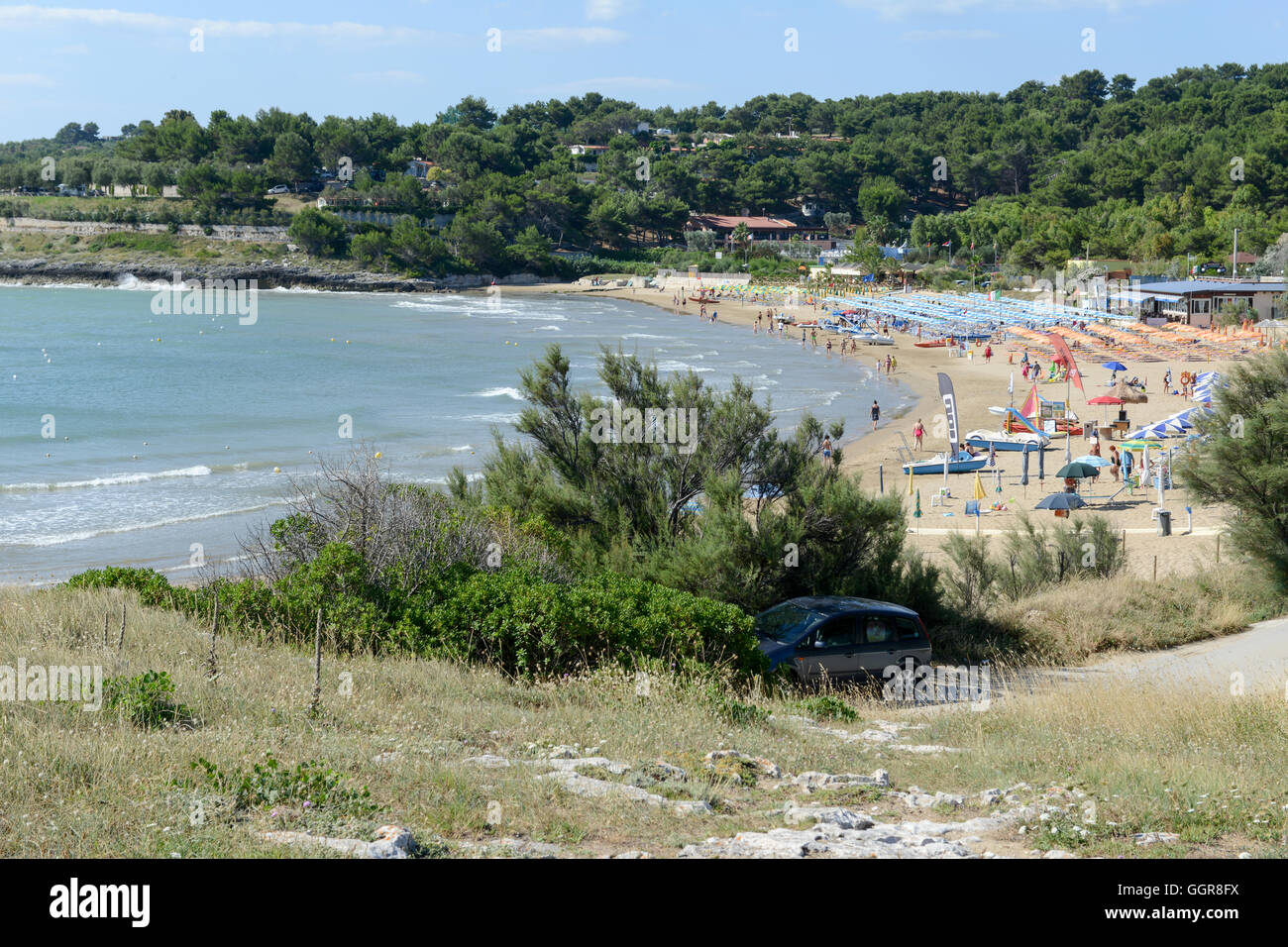 Vieste, Italy - 29 june 2016: beach at Vieste on Gargano, Italy Stock ...