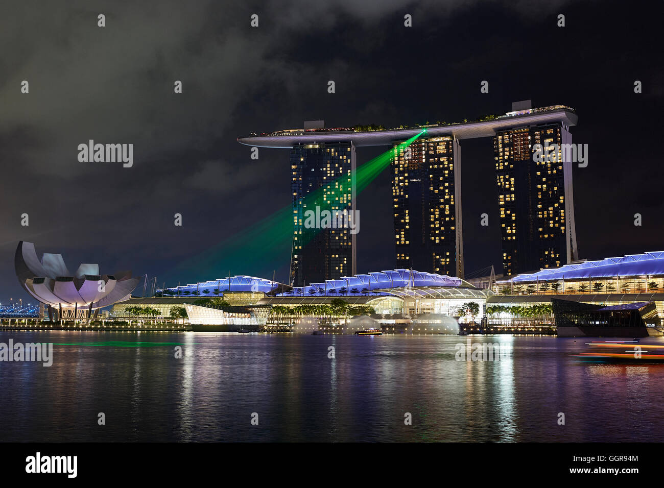Marina Bay, Singapore Laser Light Show Stock Photo - Alamy