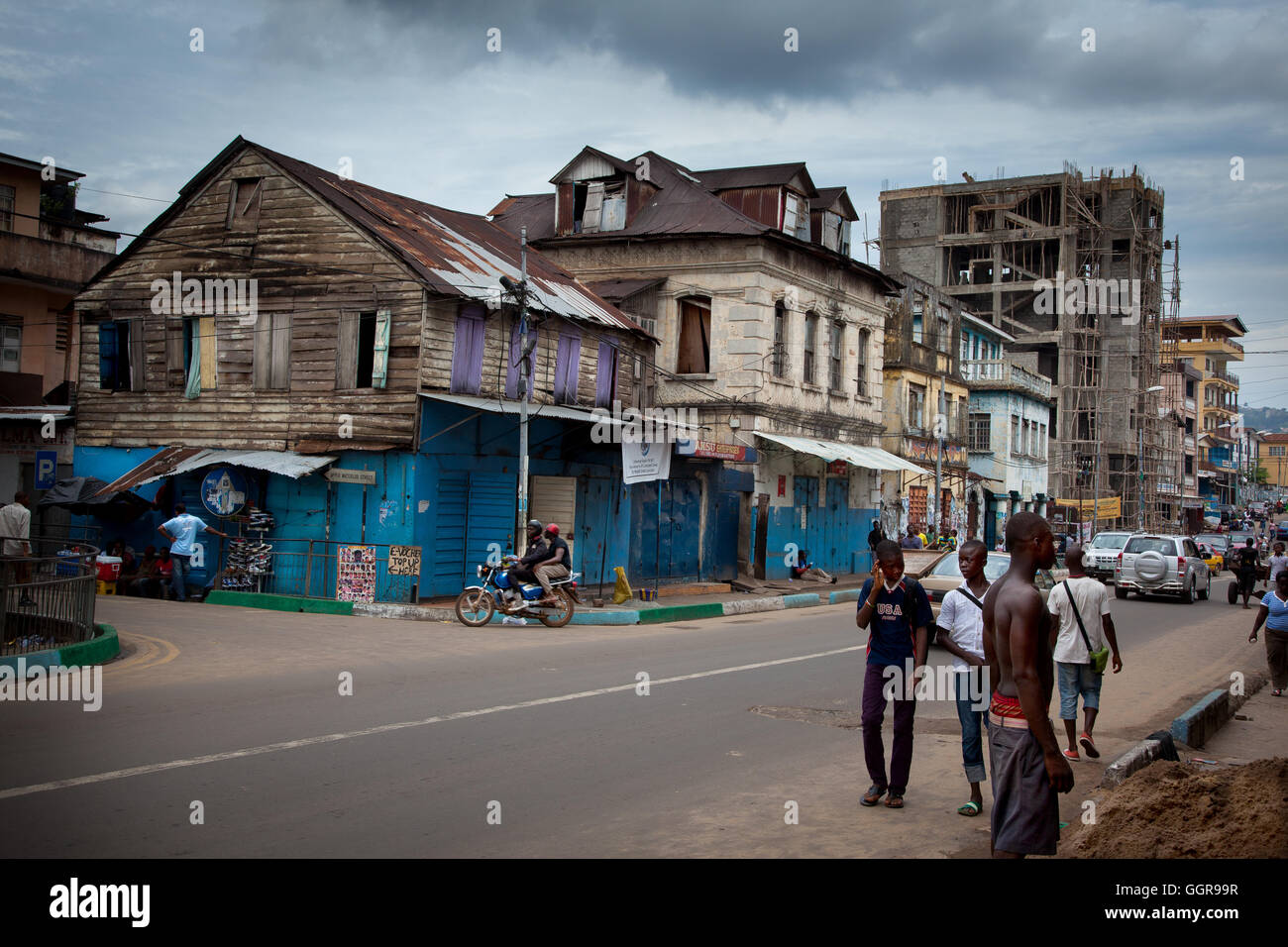 Freetown, Sierra Leone - June 1, 2013: architectural contrasts between ...