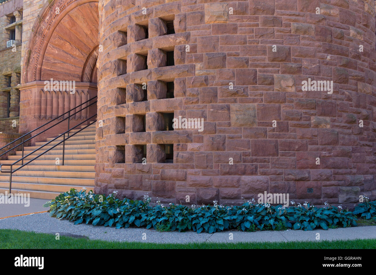 building entrance to landmark campus hall listed on national register ...