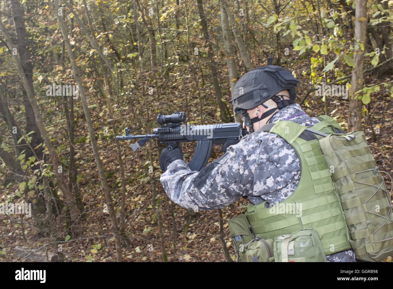 Special anti-terrorist squad, coached at the shooting range Stock Photo ...
