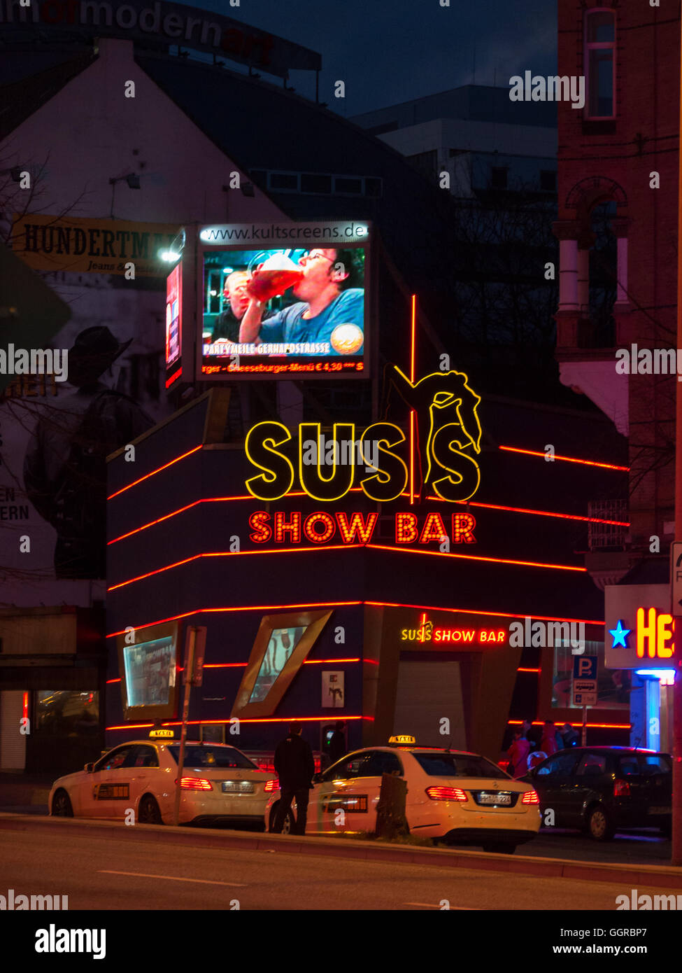 Neon lights at night in Hamburg red light district Stock Photo - Alamy