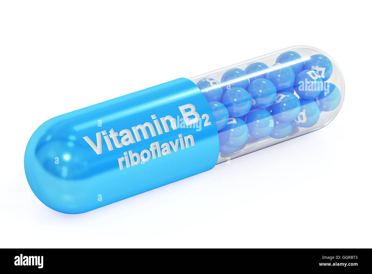 Vitamin capsule B2, 3D rendering isolated on white background Stock ...