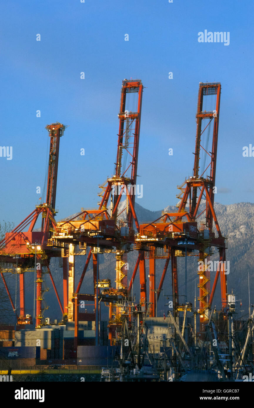 Three Gantry Container Cranes at Centerm Port in Vancouver's Burrard ...