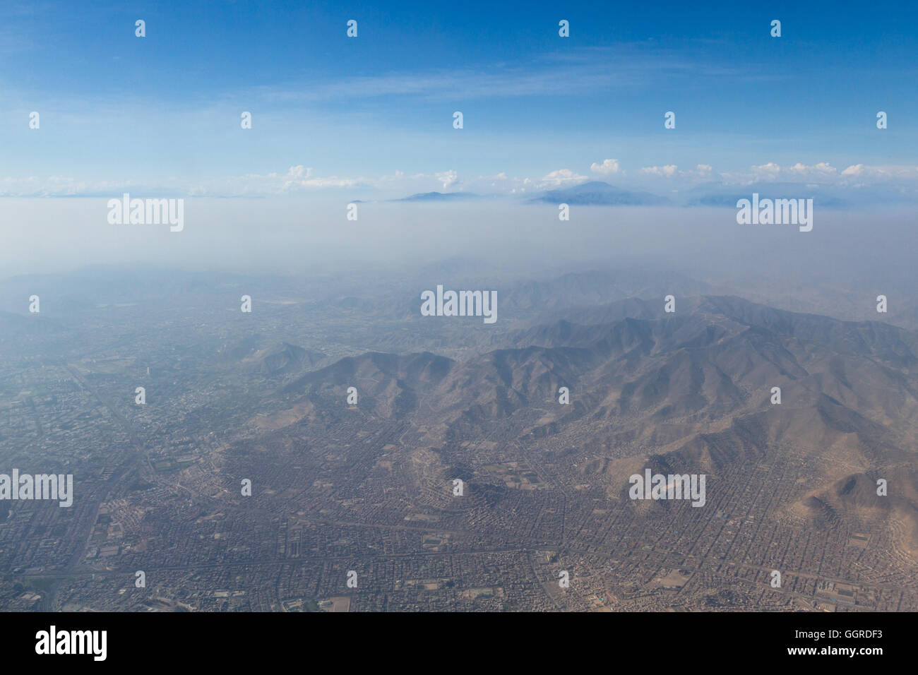 Lima Peru - May 11 : Aerial view of the City of Lima with the mountains ...