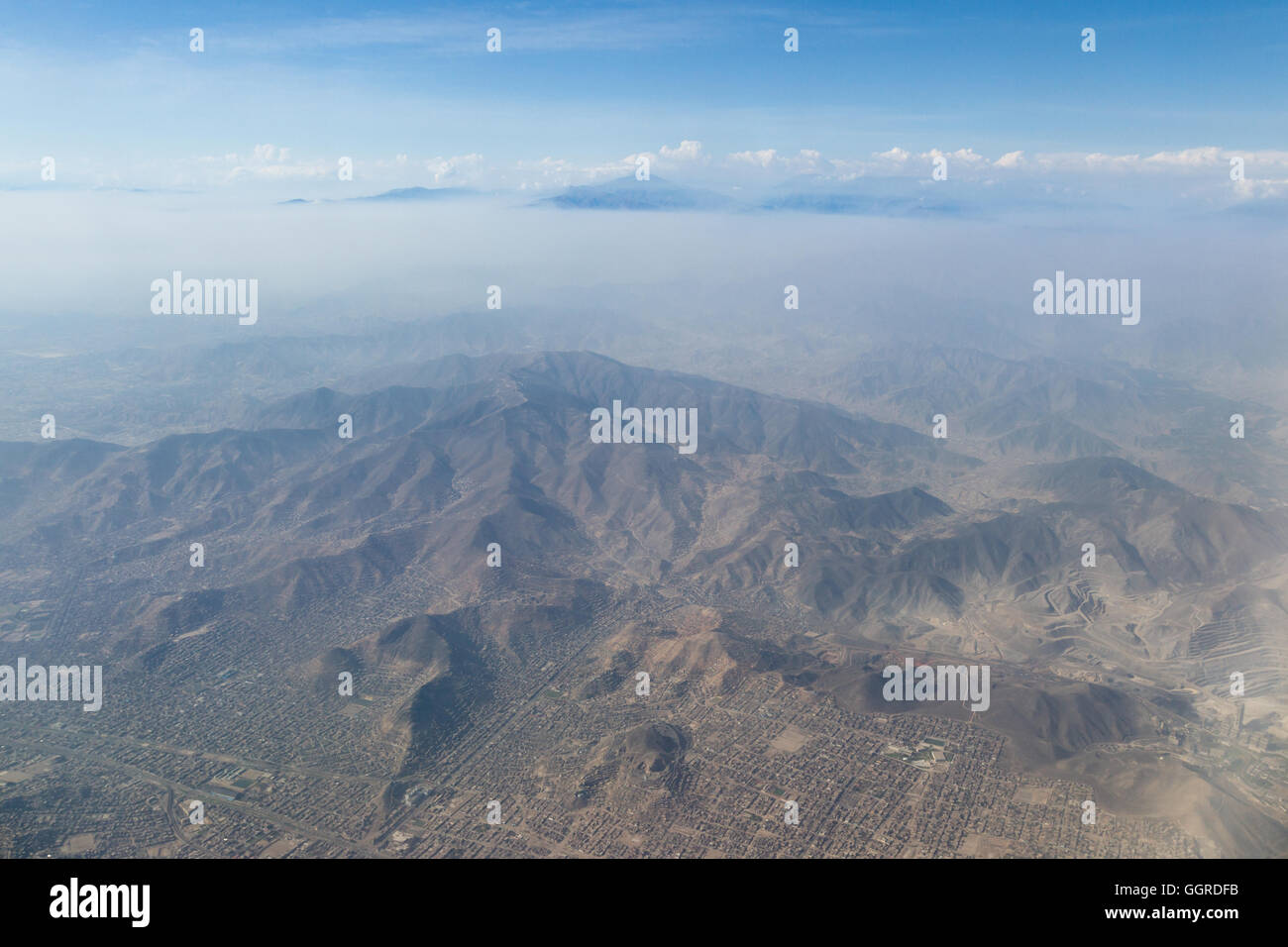 Lima Peru - May 11 : Aerial view of the City of Lima with the mountains ...