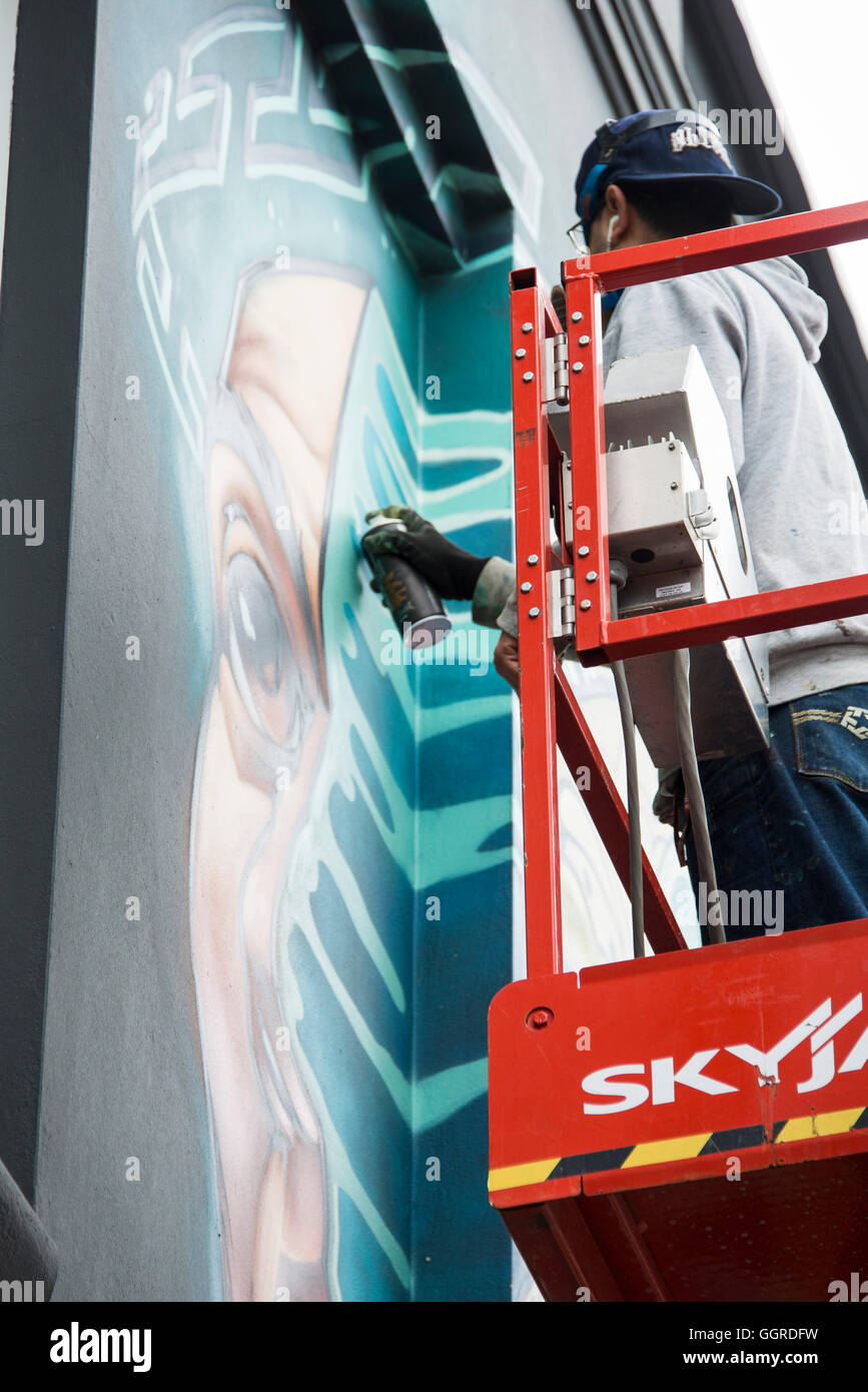 Street artist 'Peque' completes his street artwork at the Factory ...