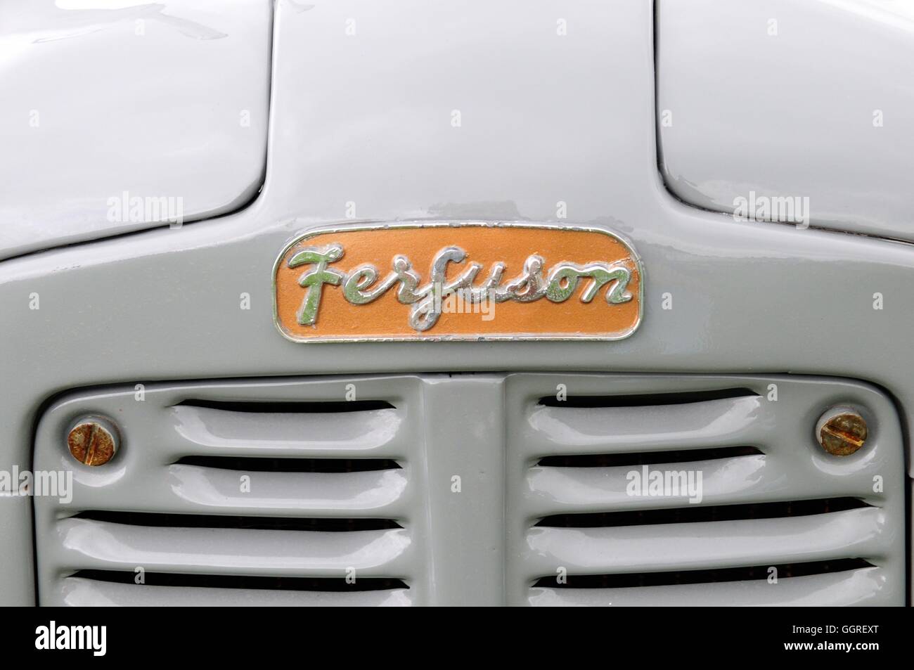 Grill and badge of a restored Ferguson tractor Stock Photo - Alamy