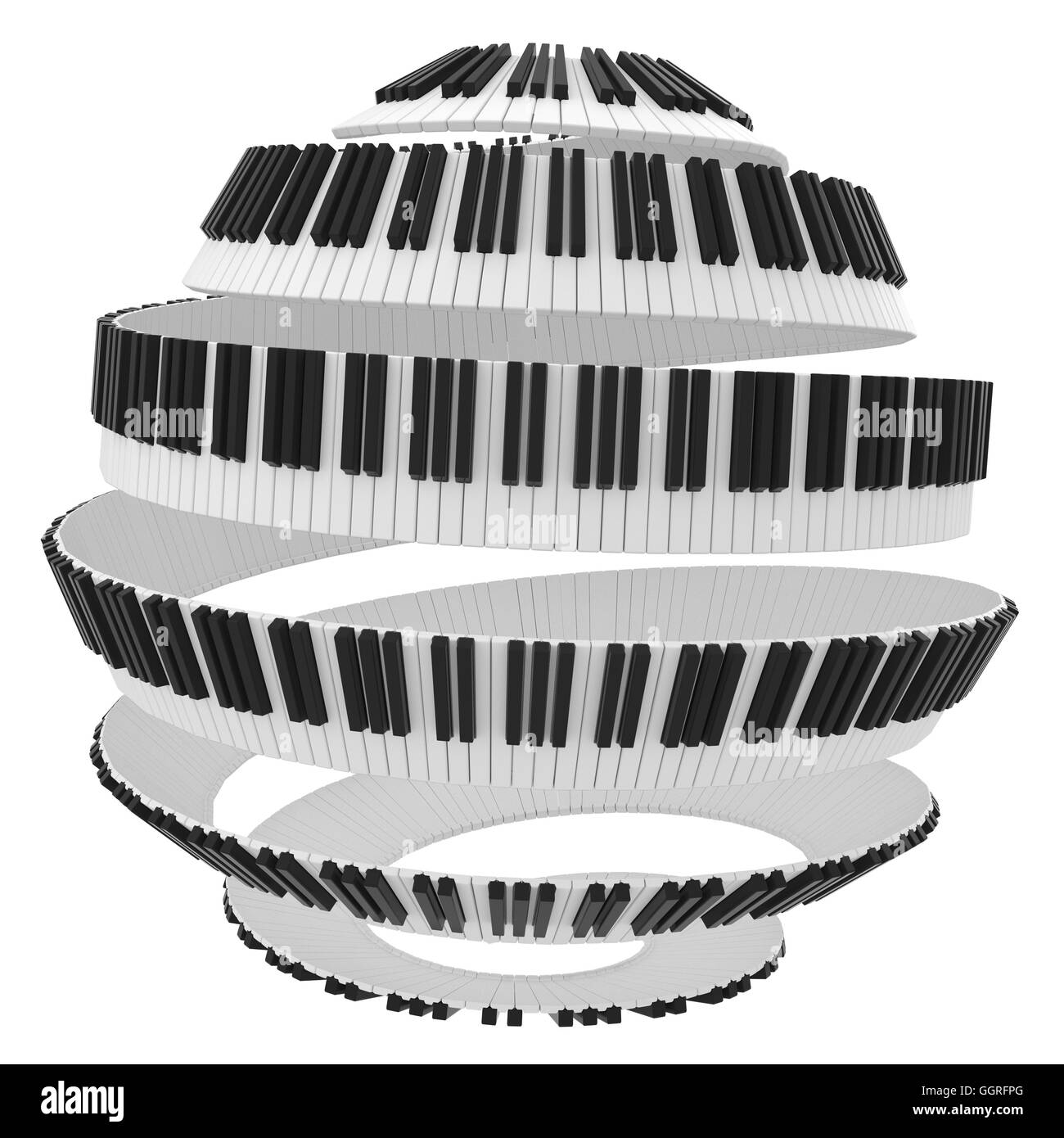 Spherical shaped piano keyboard design render 3d Stock Photo - Alamy