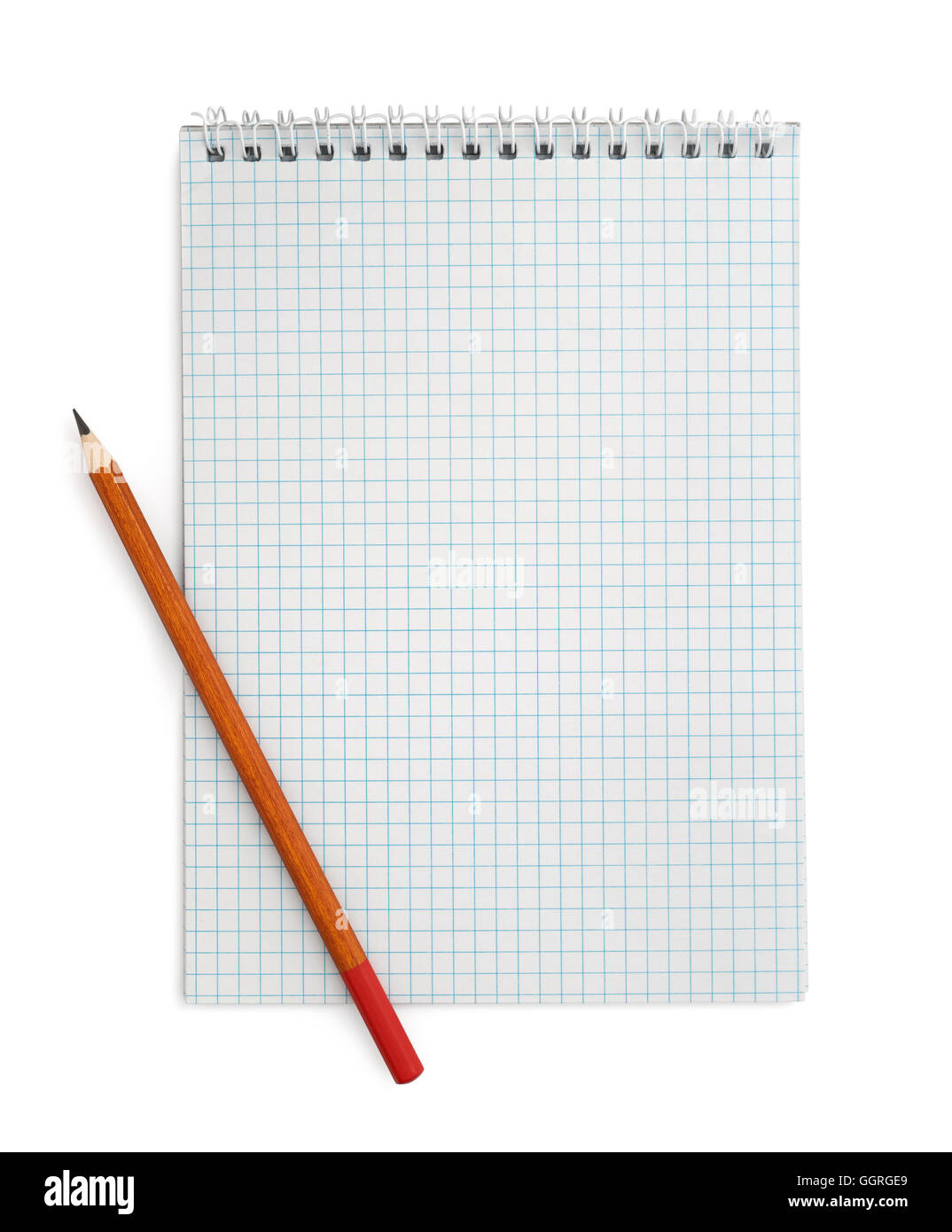 Notebook and pencil on white background, isolated Stock Photo - Alamy