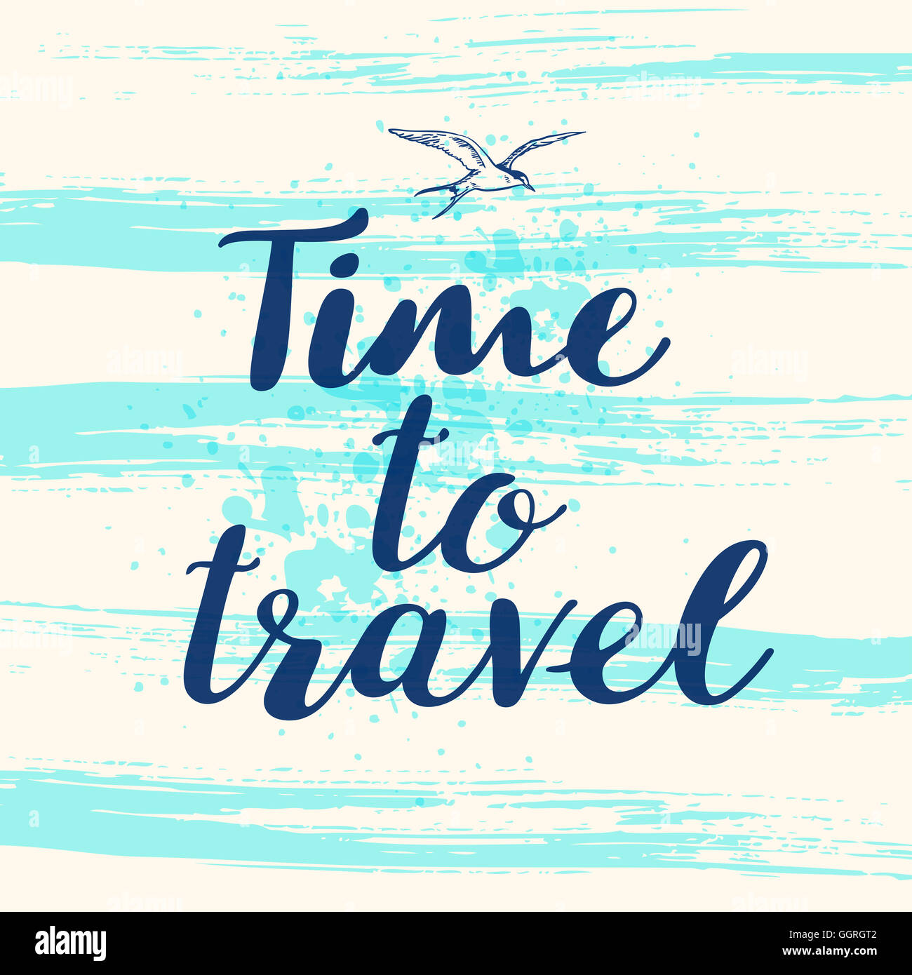 Blue abstract travel background with lettering "Time to travel Stock ...