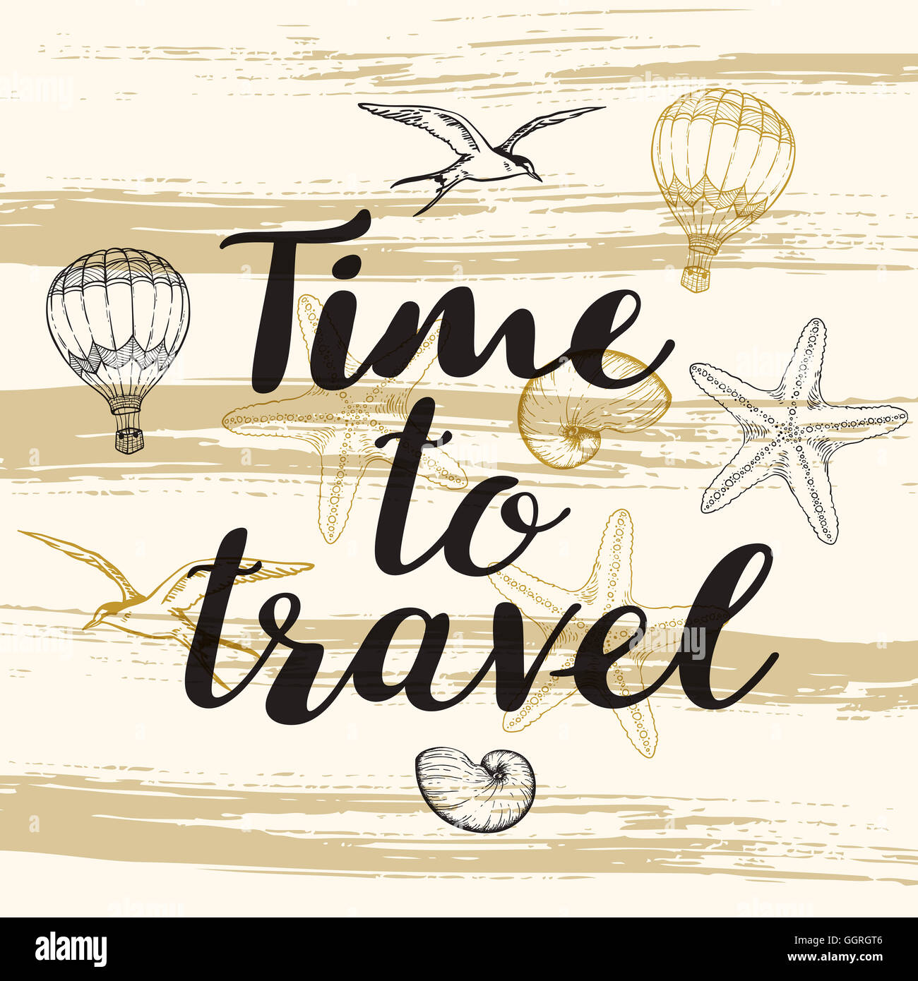 Abstract travel background with lettering "Time to travel Stock Photo ...