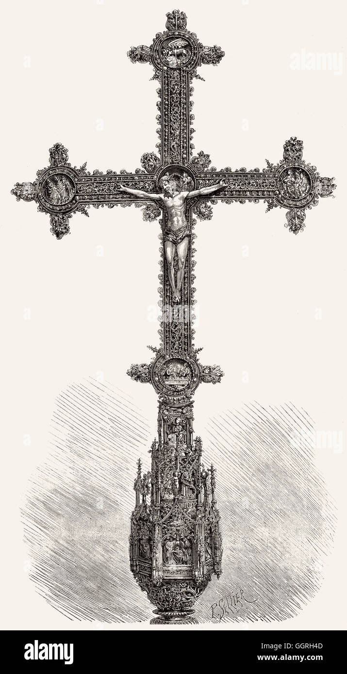 The Cross of Santa María de León Cathedral, city of León, Spain Stock ...