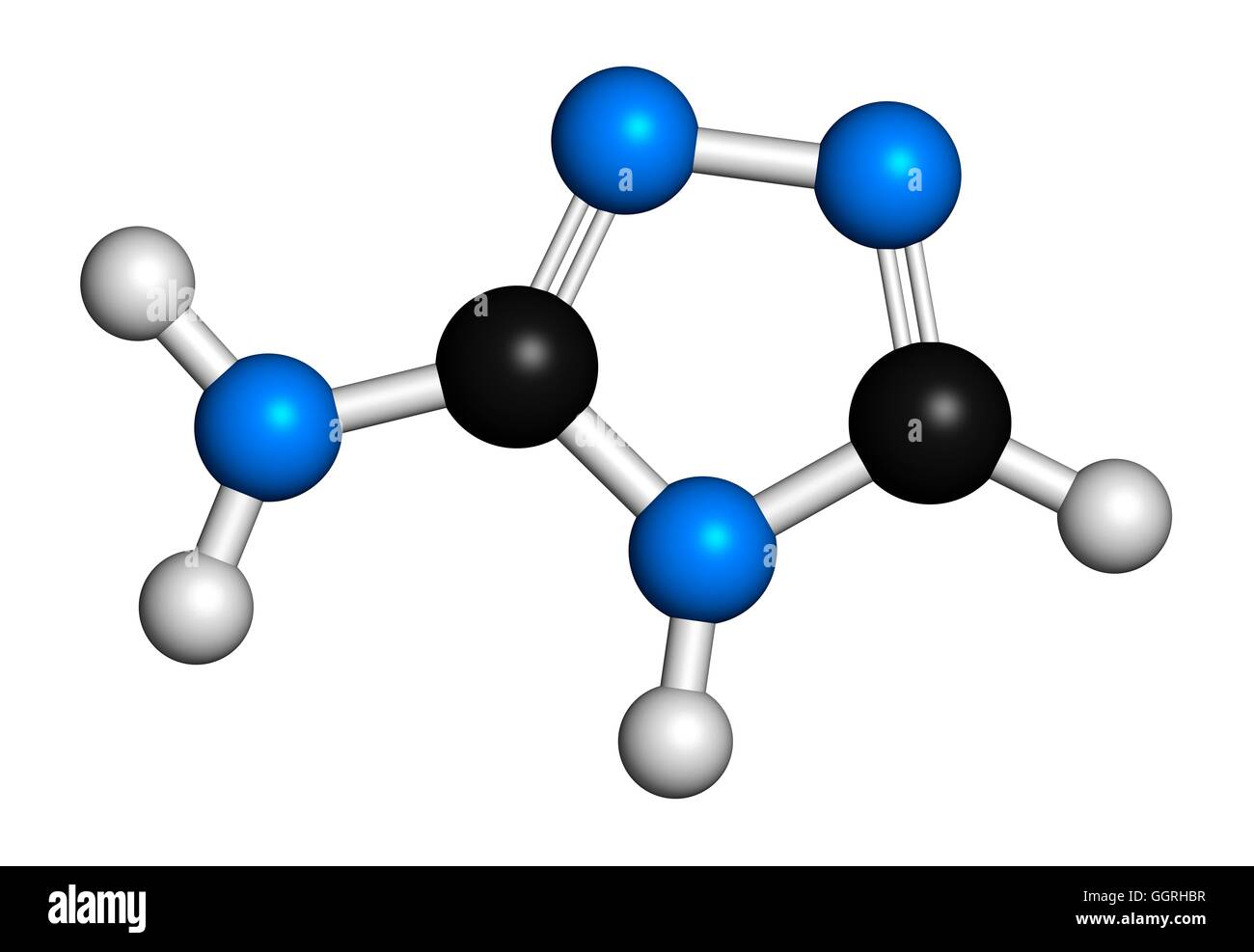 Amitrol (3-Amino-1,2,4-triazole, 3-AT) herbicide, molecular model ...