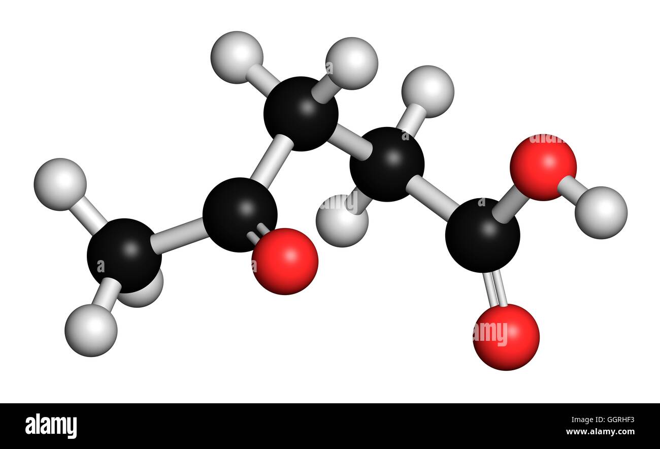 Levulinic acid molecule. Made by degradation of cellulose, potential ...