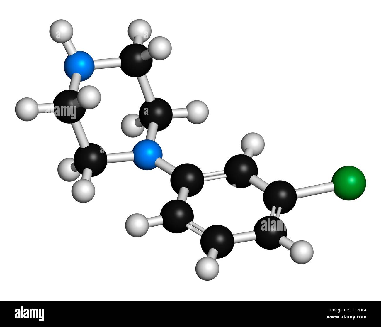 Meta-chlorophenylpiperazine (mCPP) psychoactive drug, molecular model ...