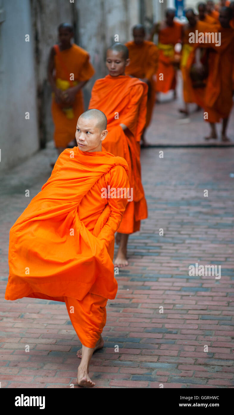 Buddhist Monks Back to Monastery Stock Photo - Alamy