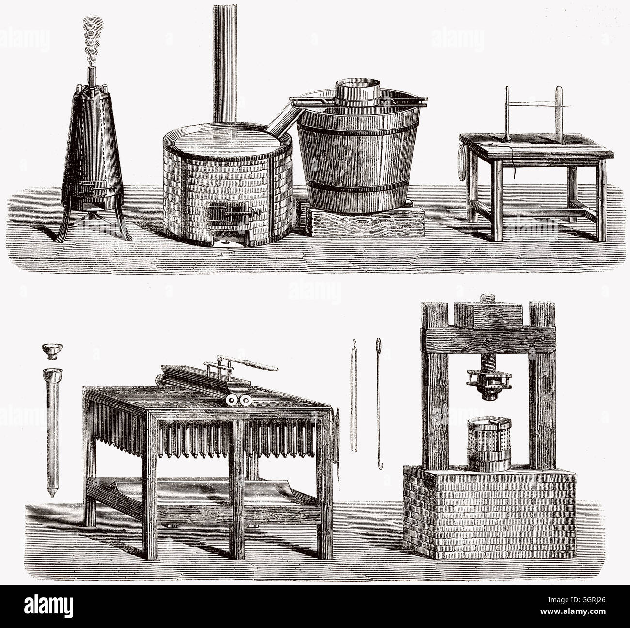 Candle production in the 19th century Stock Photo - Alamy