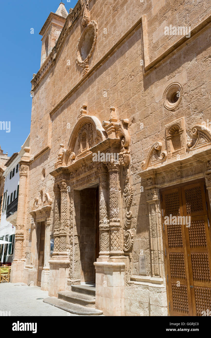 Wooden side door of a christian church with stone pillars Stock Photo ...