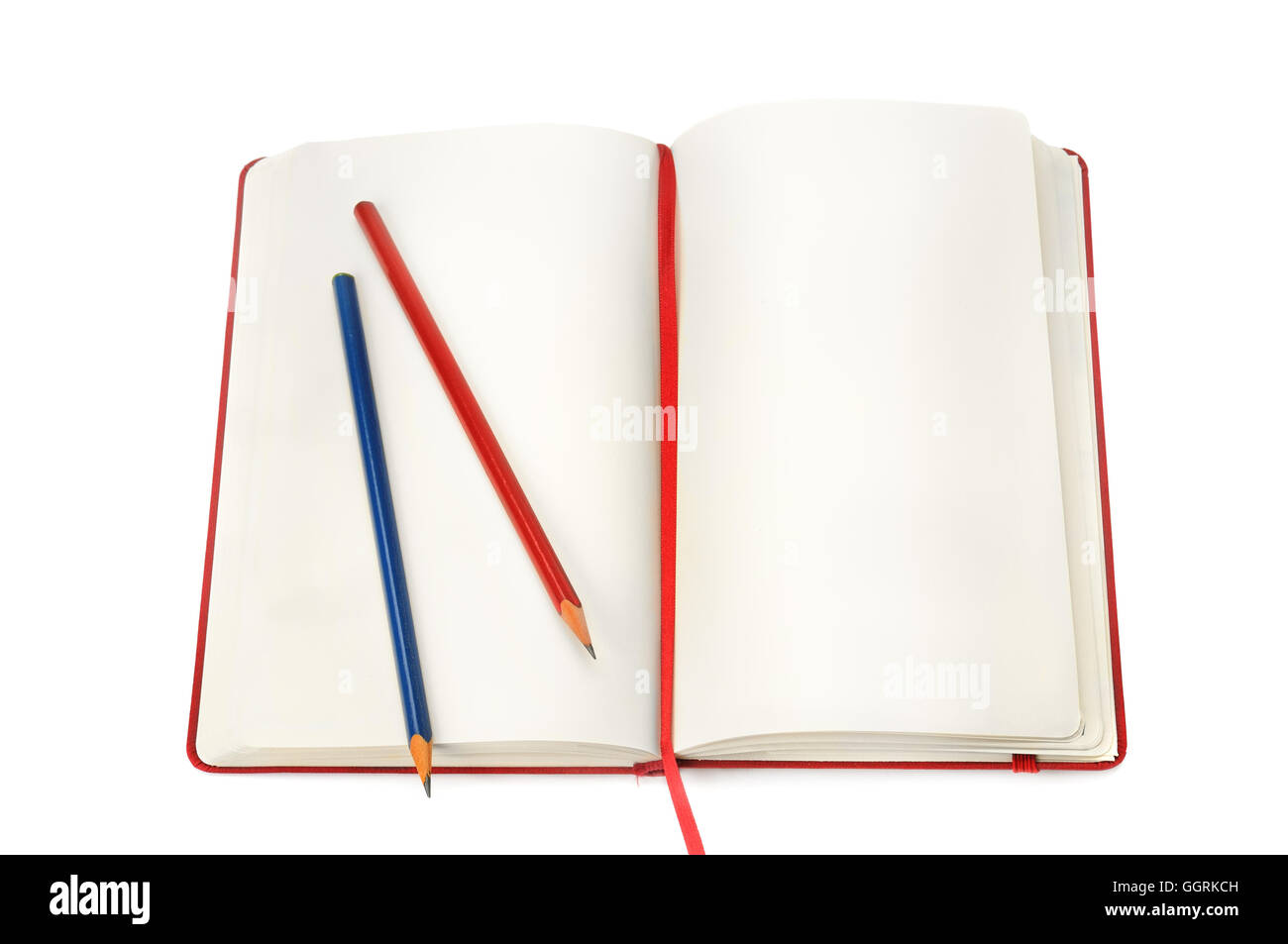 notepad and pencils isolated on white background Stock Photo - Alamy
