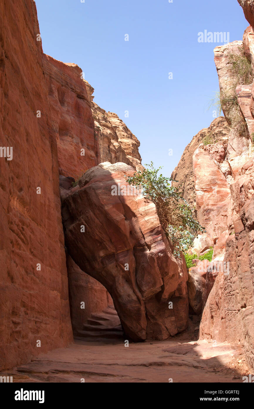 A stone path to the "Monastery" of Petra (Ad Deir), Jordan, Middle East ...