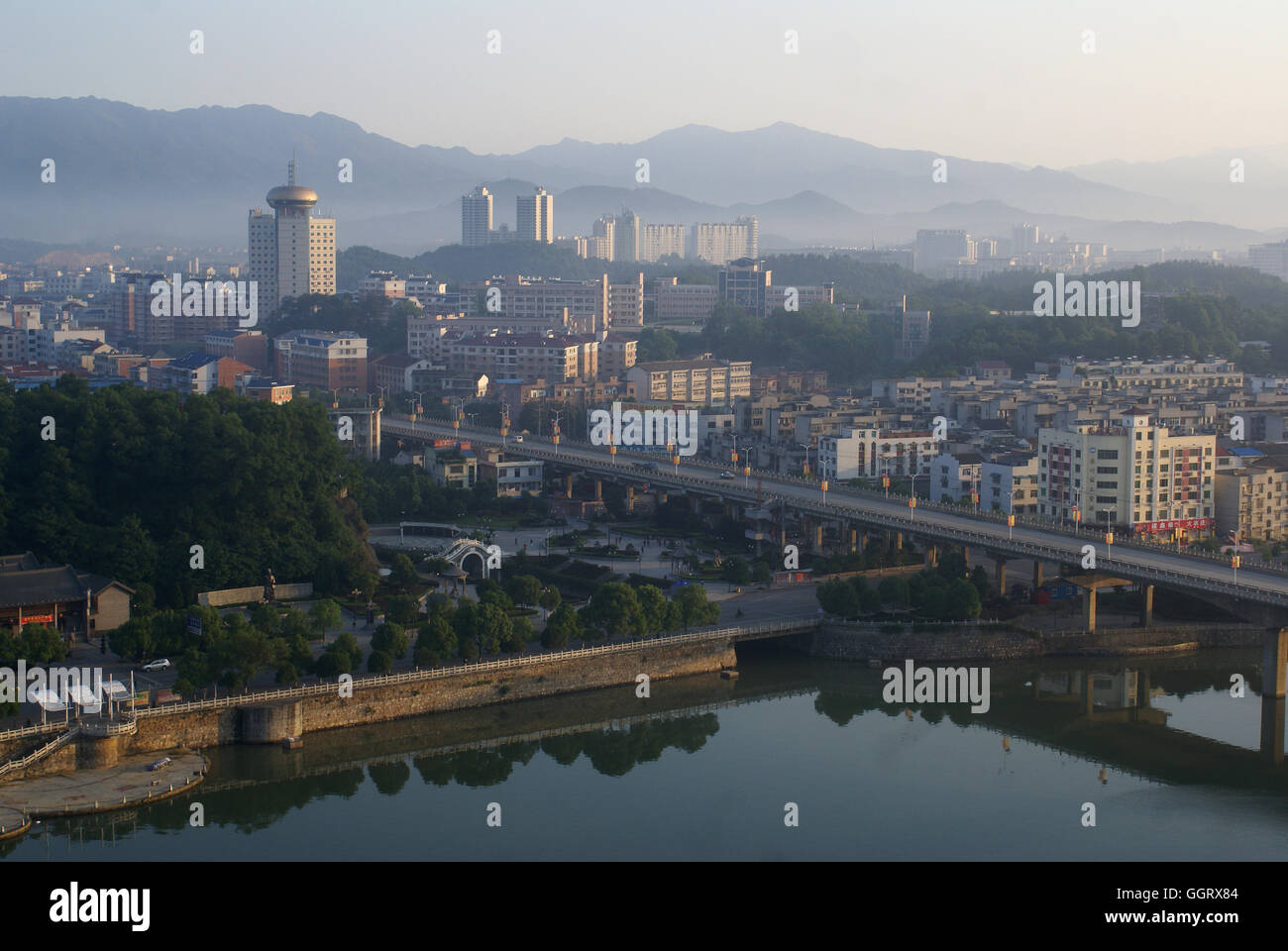 The skyline of Liuyang in Hunan. Liuyang is famous for manufacturing ...