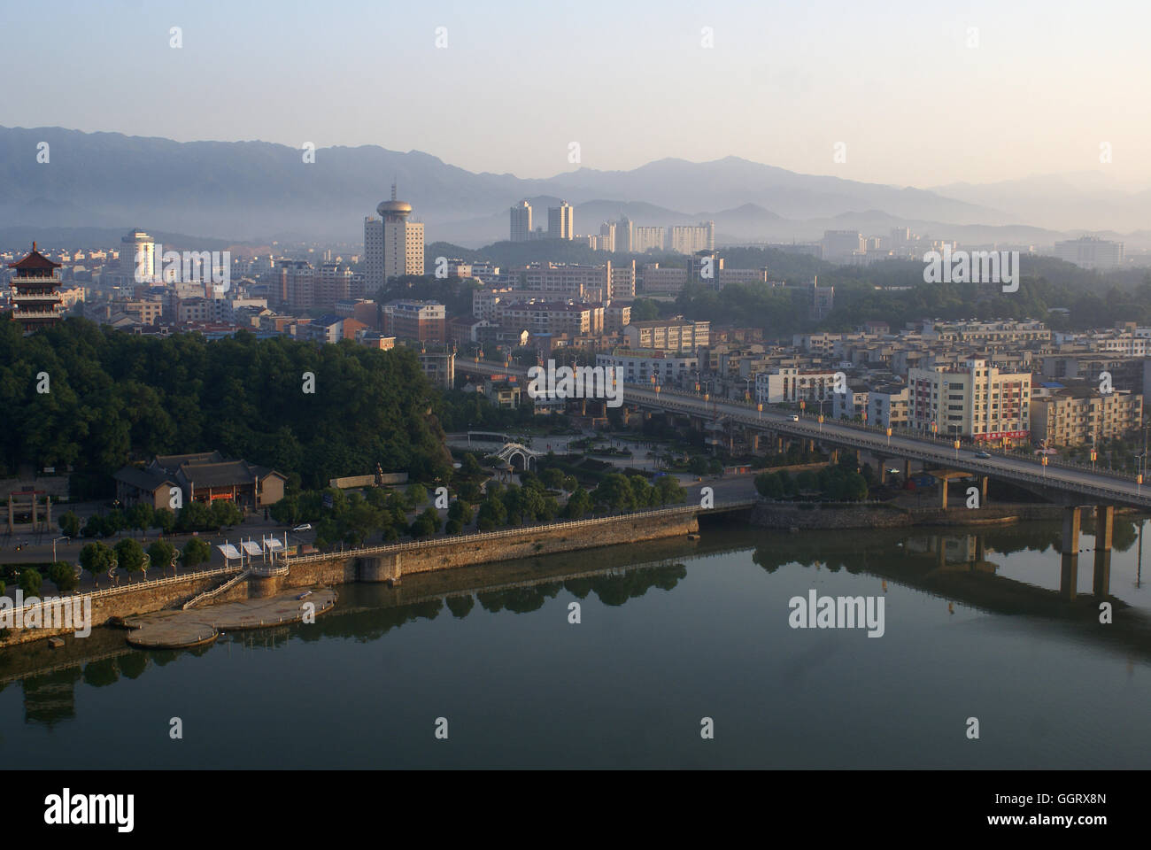 The skyline of Liuyang in Hunan. Liuyang is famous for manufacturing ...