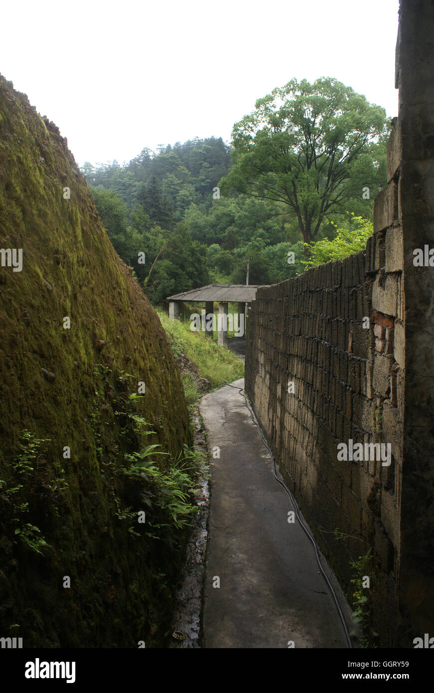 Sand bagged bunkers protecting black powder storage sheds at the Sunny ...