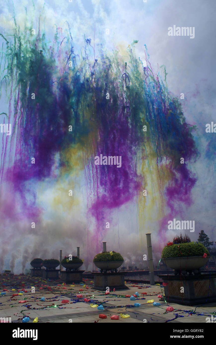 Daytime fireworks display in Liuyang, China at the International ...