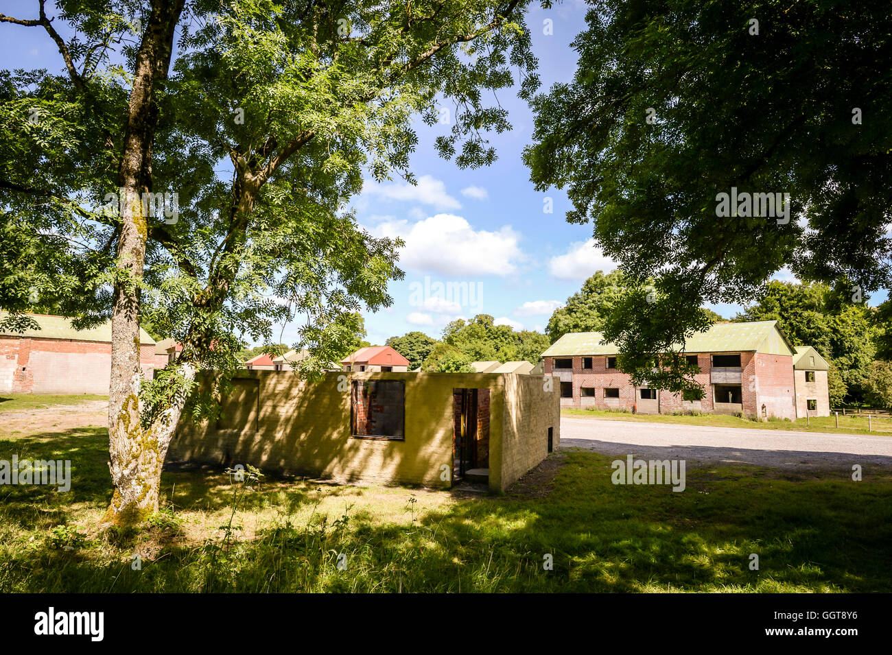 Empty buildings in Imber village on Salisbury Plain, Wiltshire, where ...