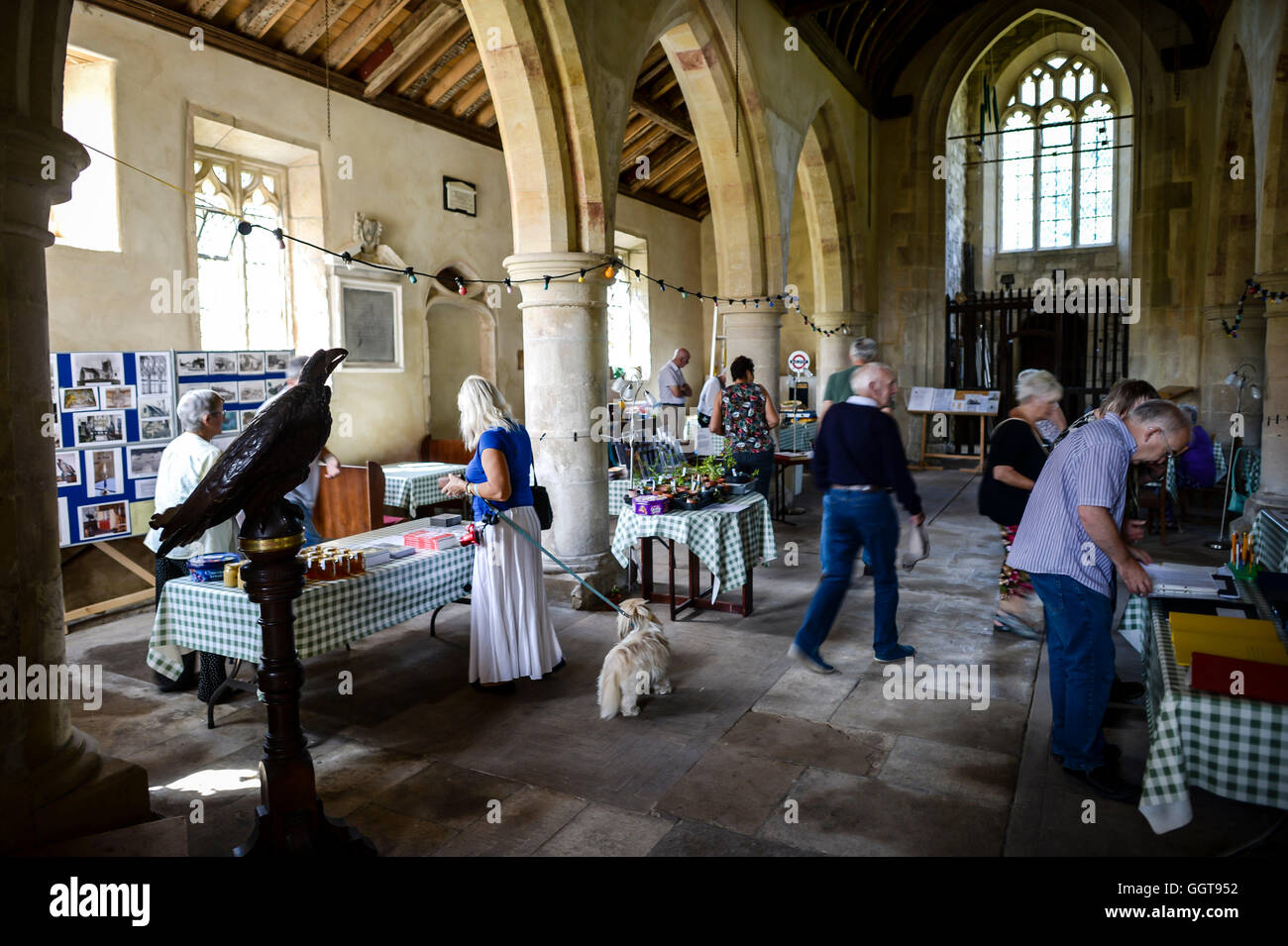 People visit inside St. Giles Church in Imber village on Salisbury ...