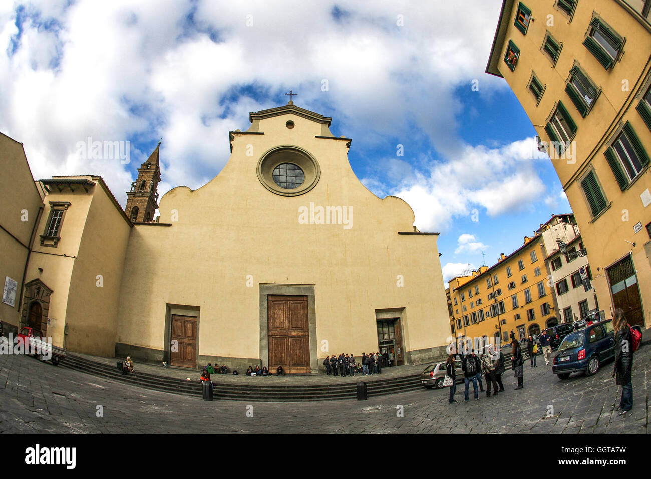 People in the streets of Florence by a small church Stock Photo - Alamy