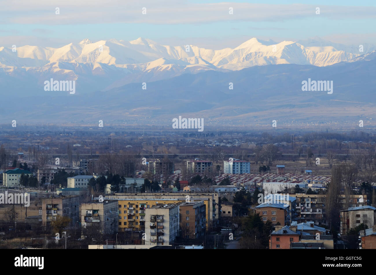 Mountain view of Gori city from Goristsikhe fortress,Georgia,Caucasus ...