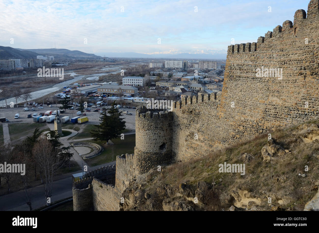 View of Gori city from Goristsikhe fortress,Georgia,Caucasus.It was ...