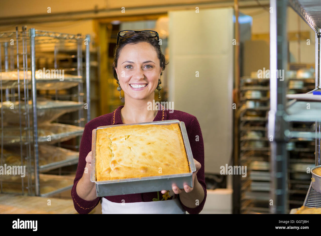 Caucasian woman showing camera hi-res stock photography and images - Alamy